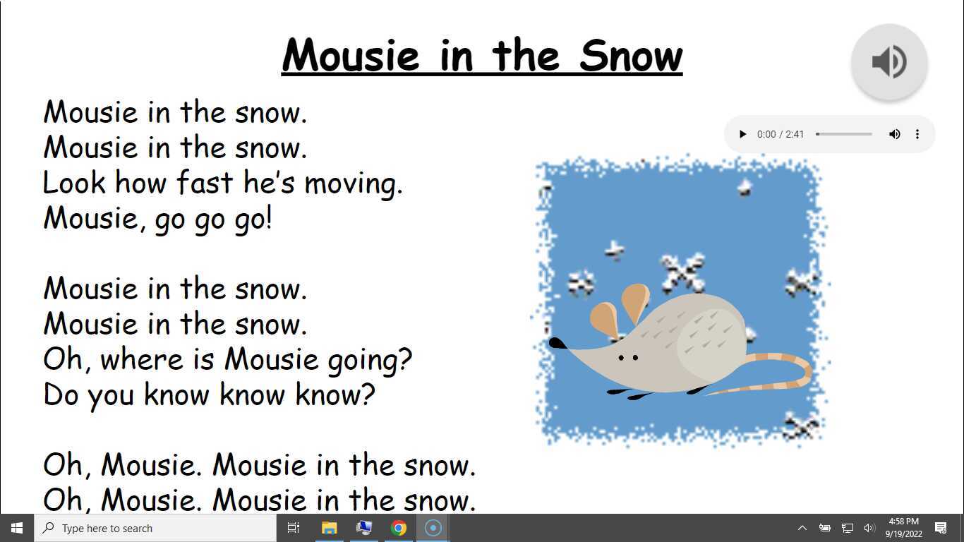 Mousie in the Snow lyric video