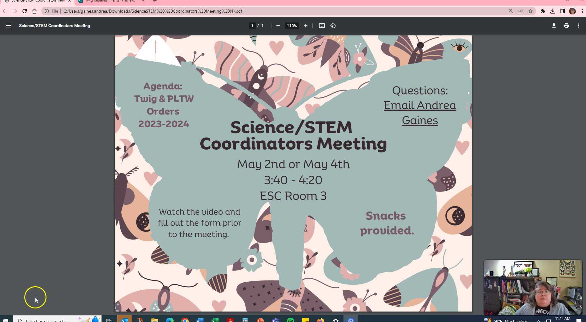 Science/STEM Coordinators May 2023 Meeting Inviation
