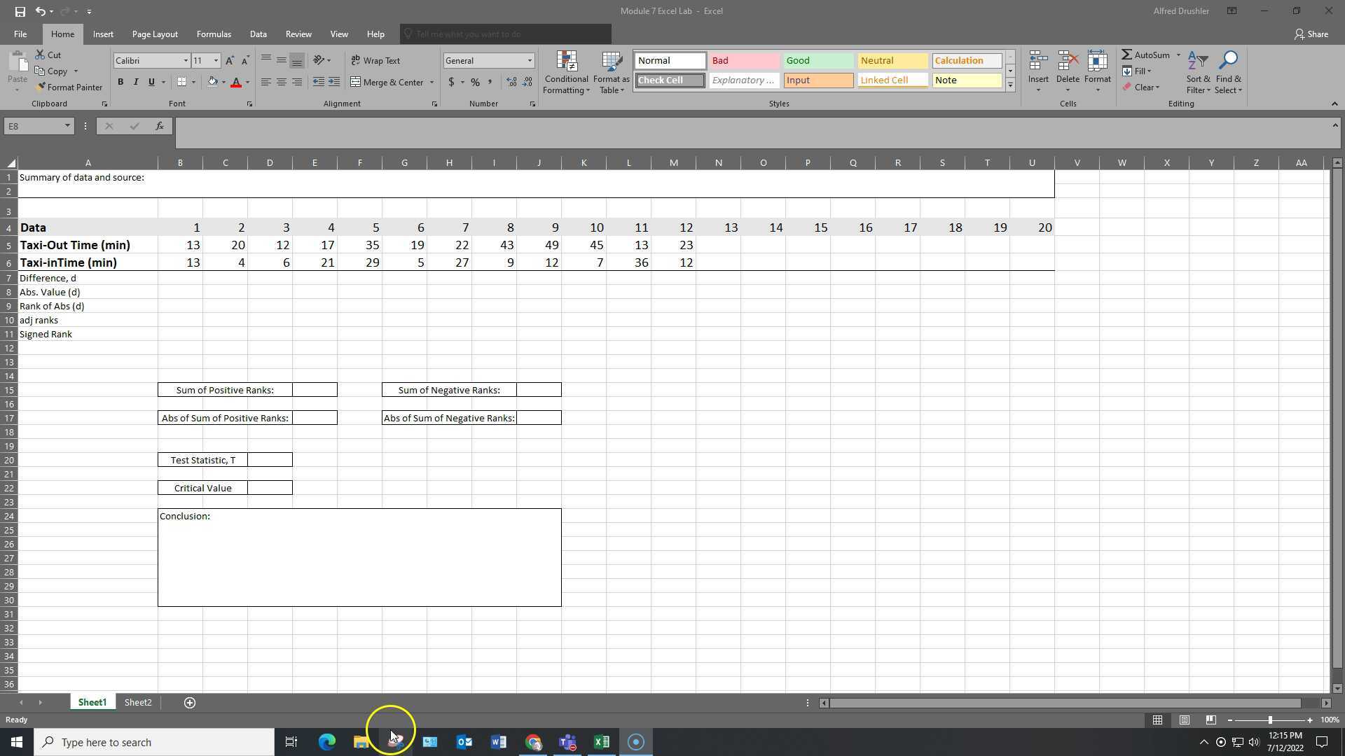 MAT 256 Excel Lab 4 Demo