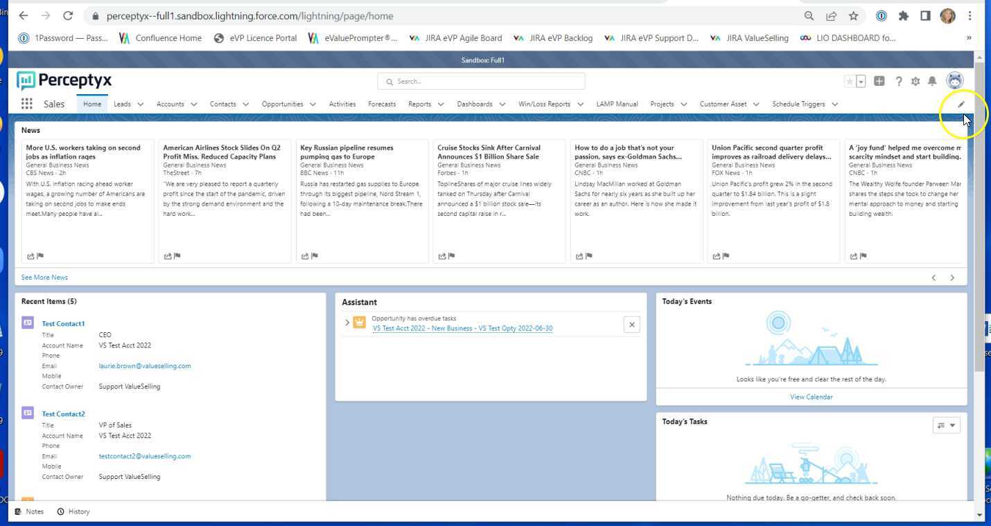 Perceptyx - adding the eVP Dashboard to Salesforce navigation bar 2022