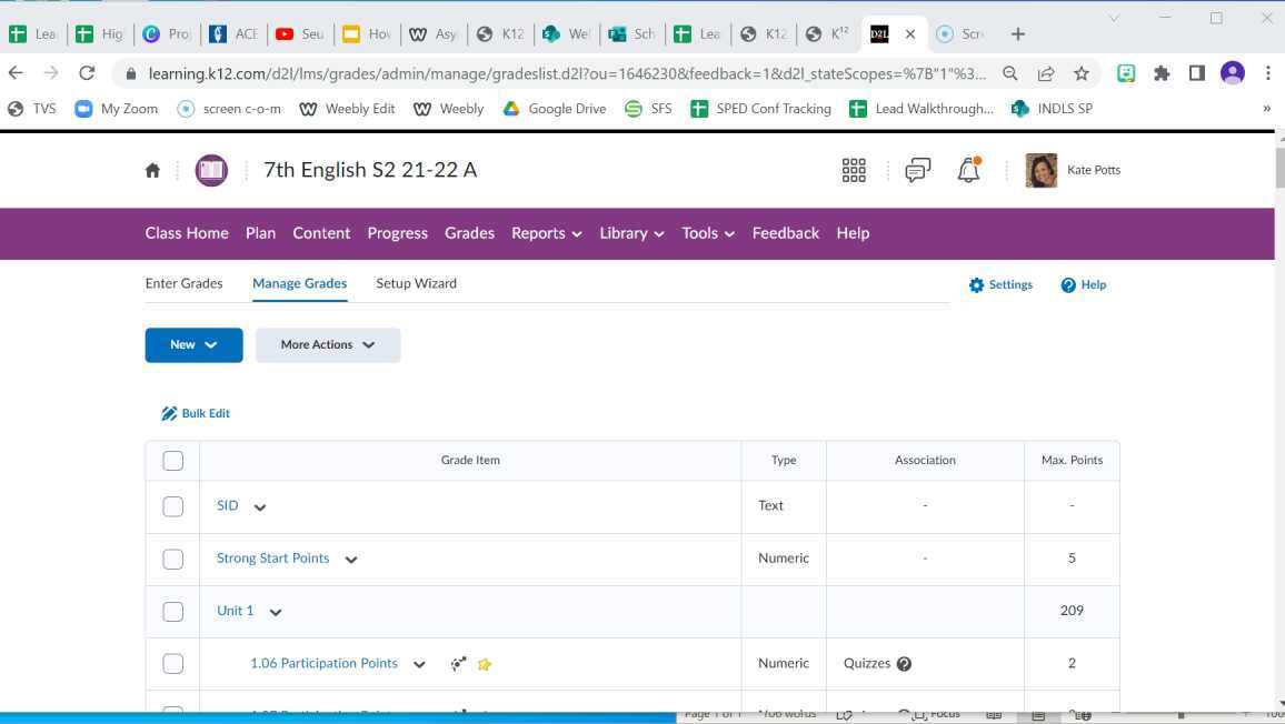 SCA grade item setup