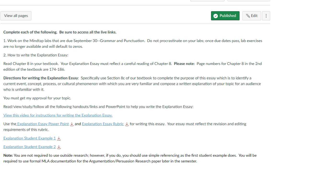 Guidelines for Writing an Explanation Essay