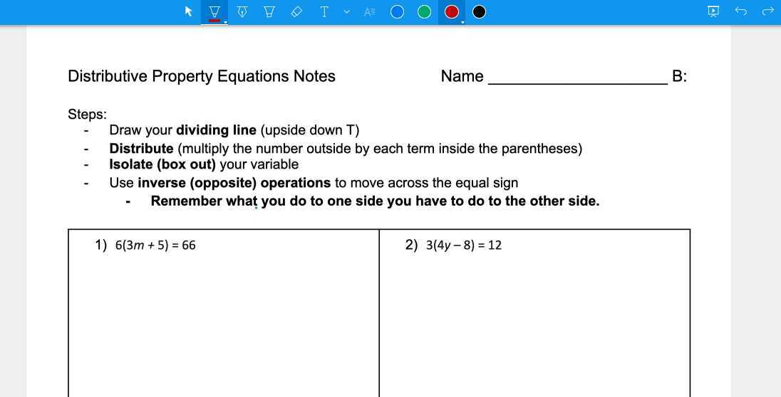 Distributive Property Equations Notes