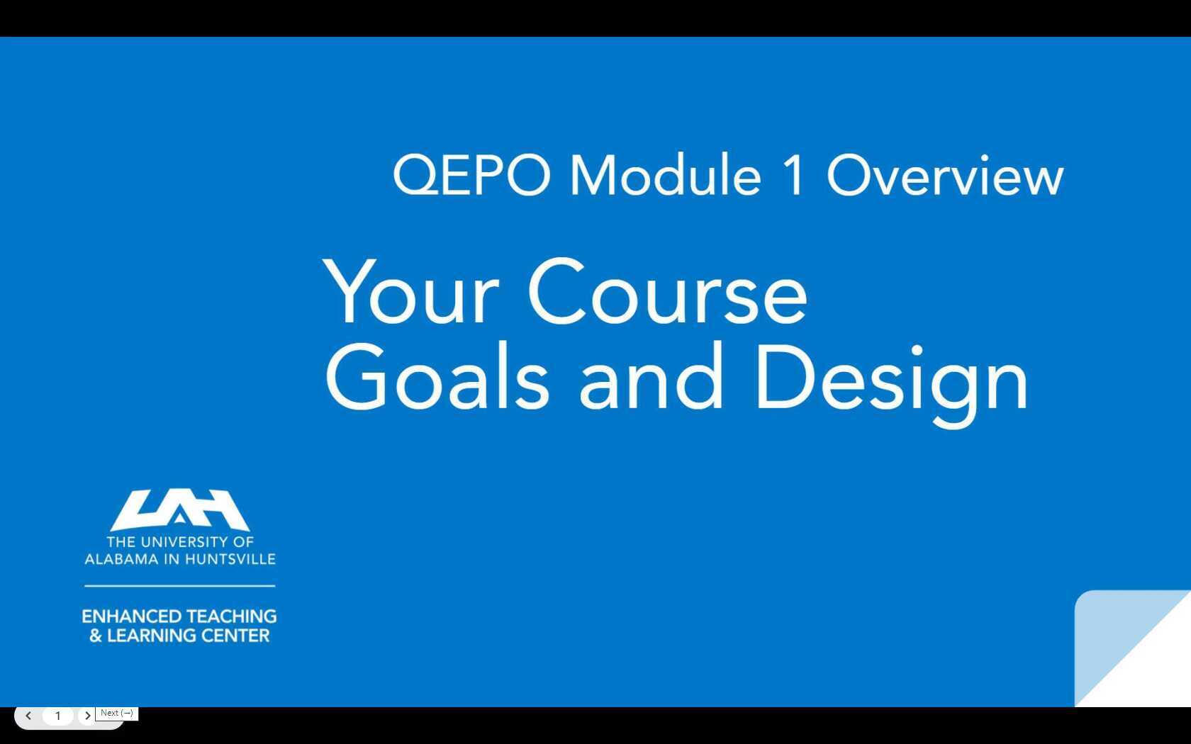QEPO Module 1 Overview Video