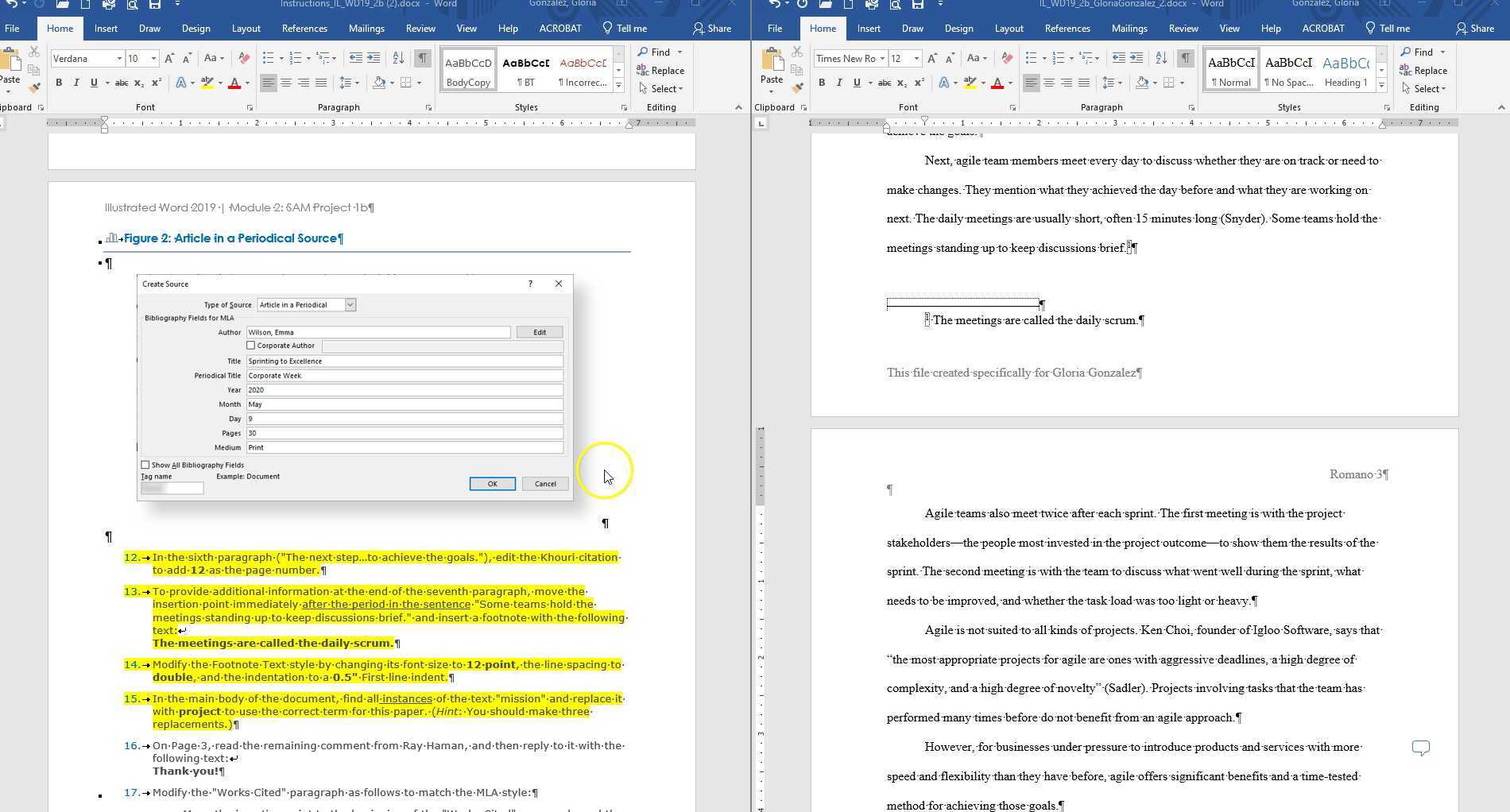 Word Module 2: SAM Project 1b (Part 3)