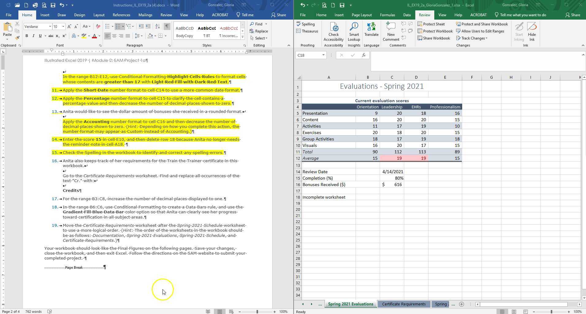 Excel Module 2 Project A (16-19)