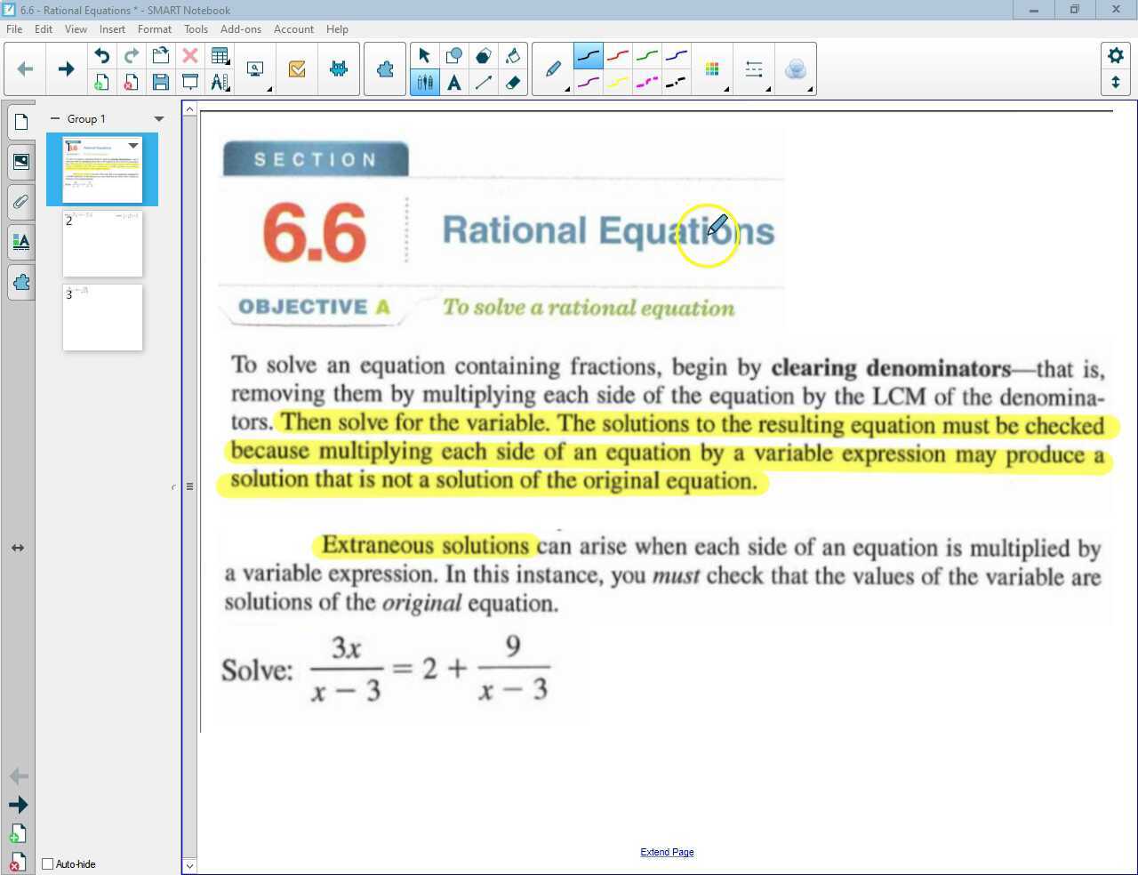 Math 85 6.6 Part 1: Rational Equations