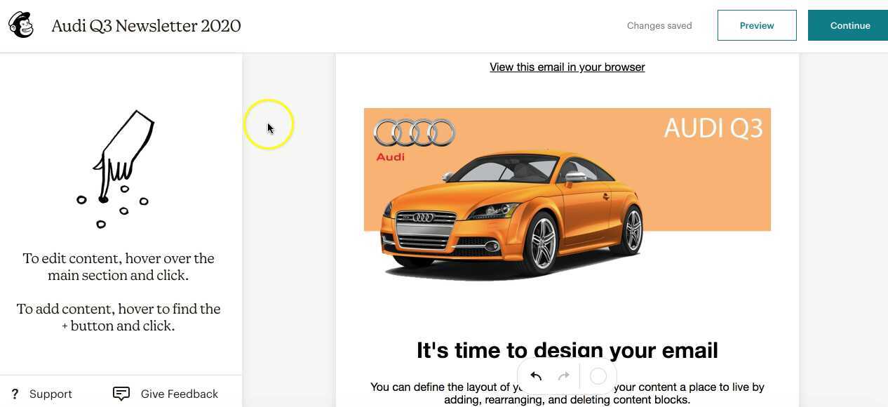 Continue to Design and Edit your Mailchimp Email Campaign