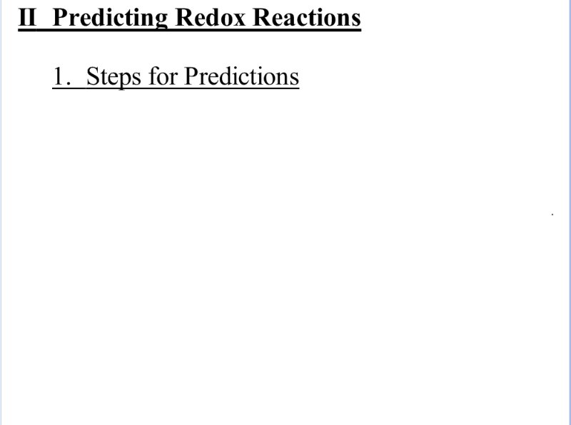 Steps for Predicting Redox Reactions