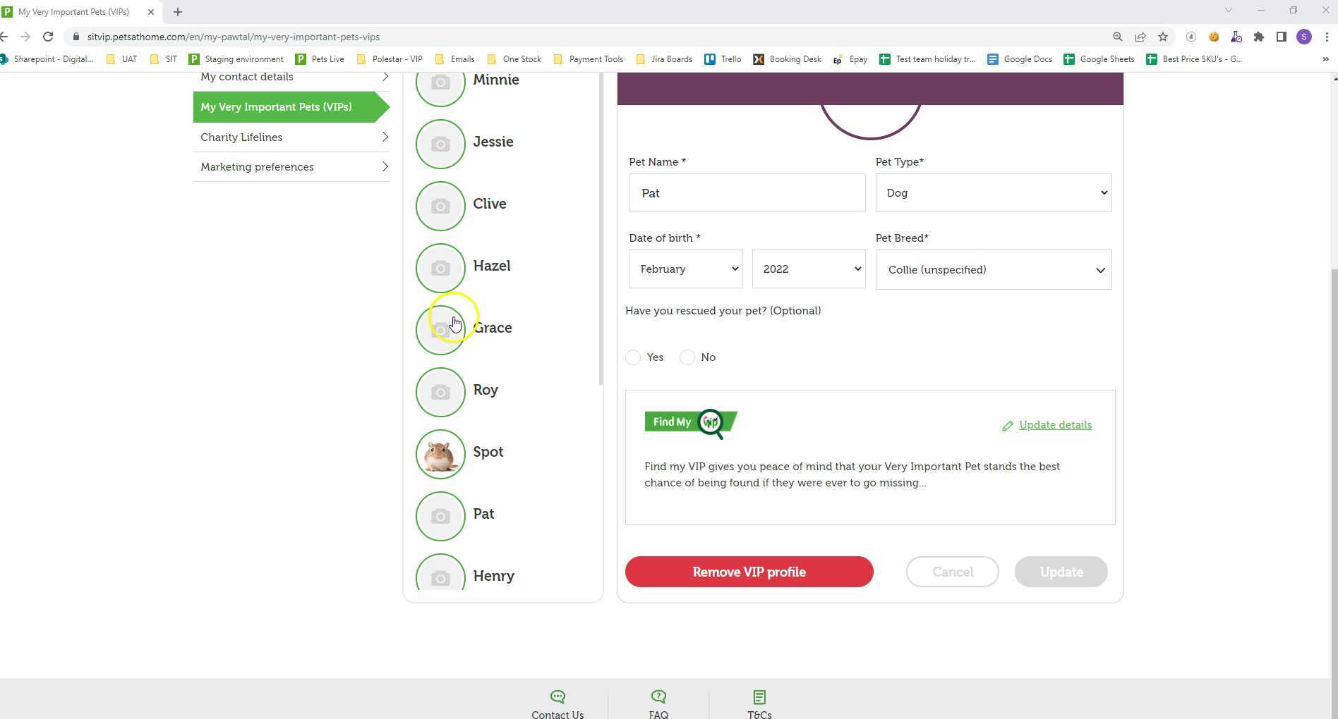 No Find My VIP Notes - Click on another Pet Profile with Notes - See ...