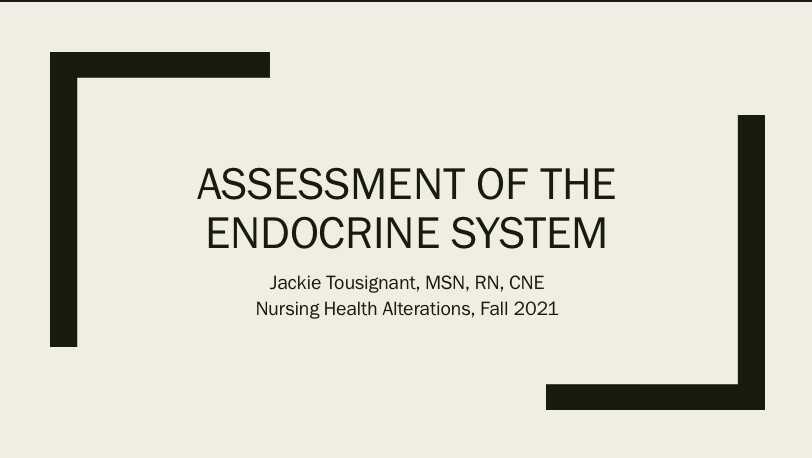 Assessment of Endocrine System