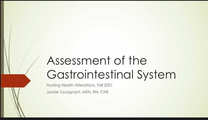 Assessment of the Gastrointestinal System