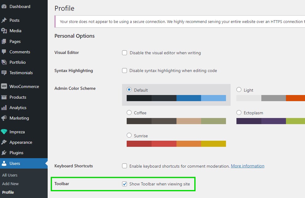 Snip - Profile test WordPress - Google Chro