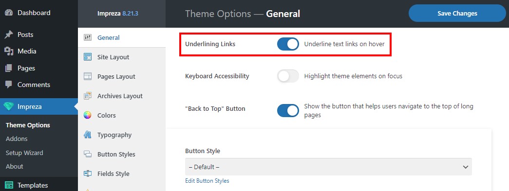 Global Styles - Impreza Guide