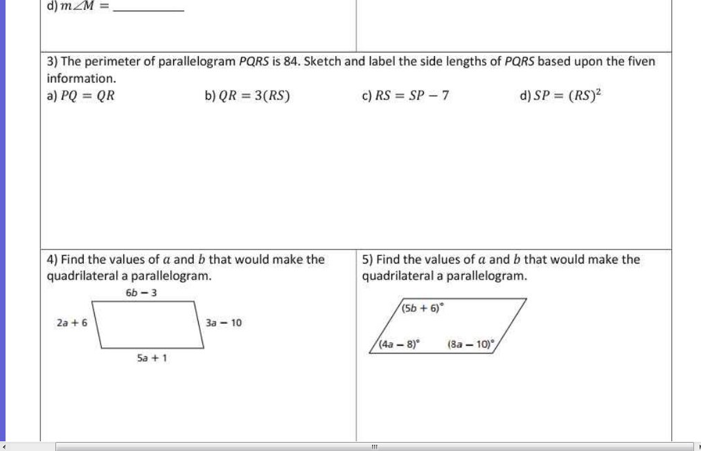 Parallelogram Practice #3
