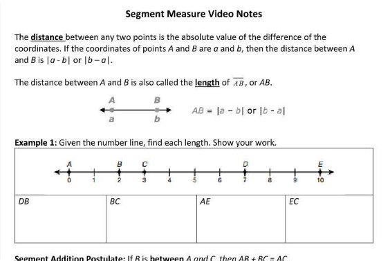Segment Measure Video Notes