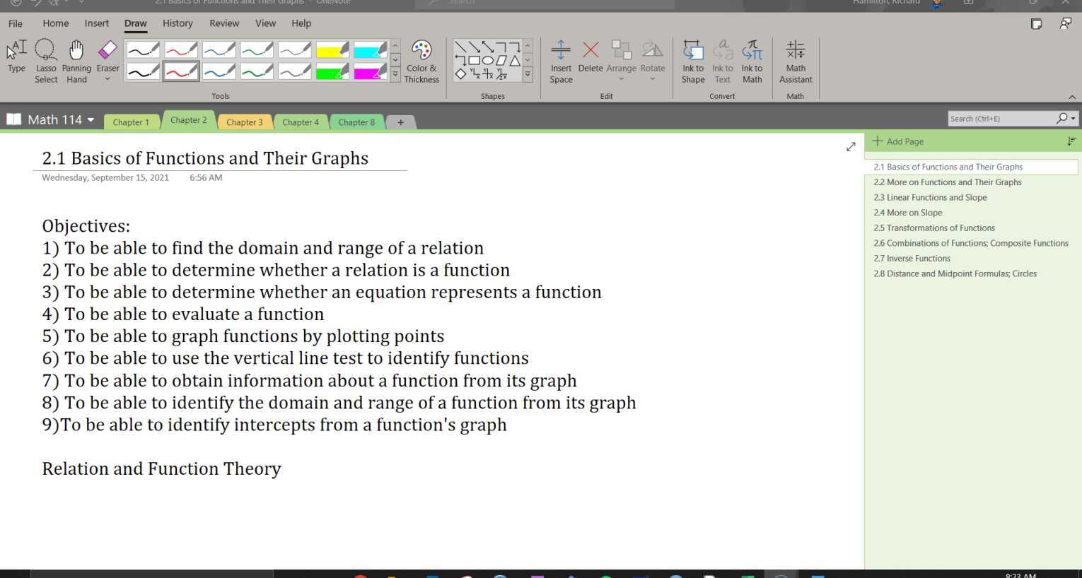 MATH 114 8/23 Section 2.1