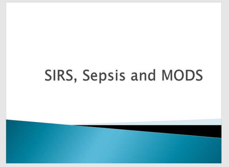 SIRS, Sepsis, MODS part 1