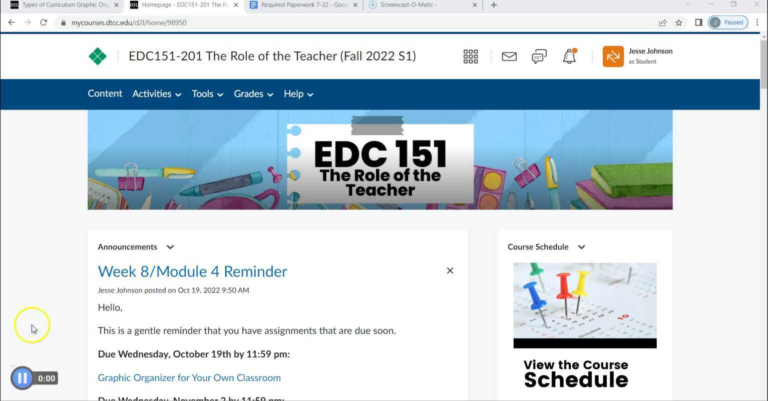 Fall 2022 EDC 151 Module 5/Week 9