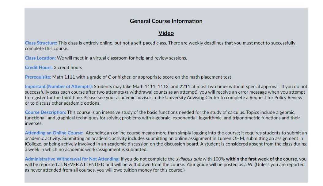 General Course Information