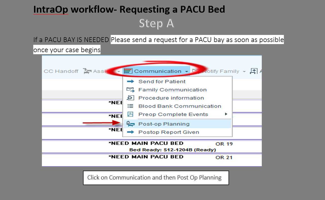 Requesting PACU Beds