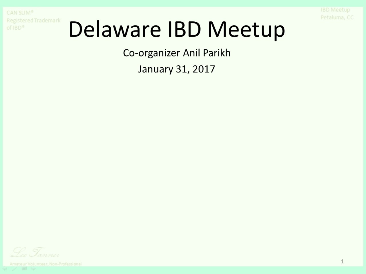 Deleware IBD Meetup 1/31/2017
