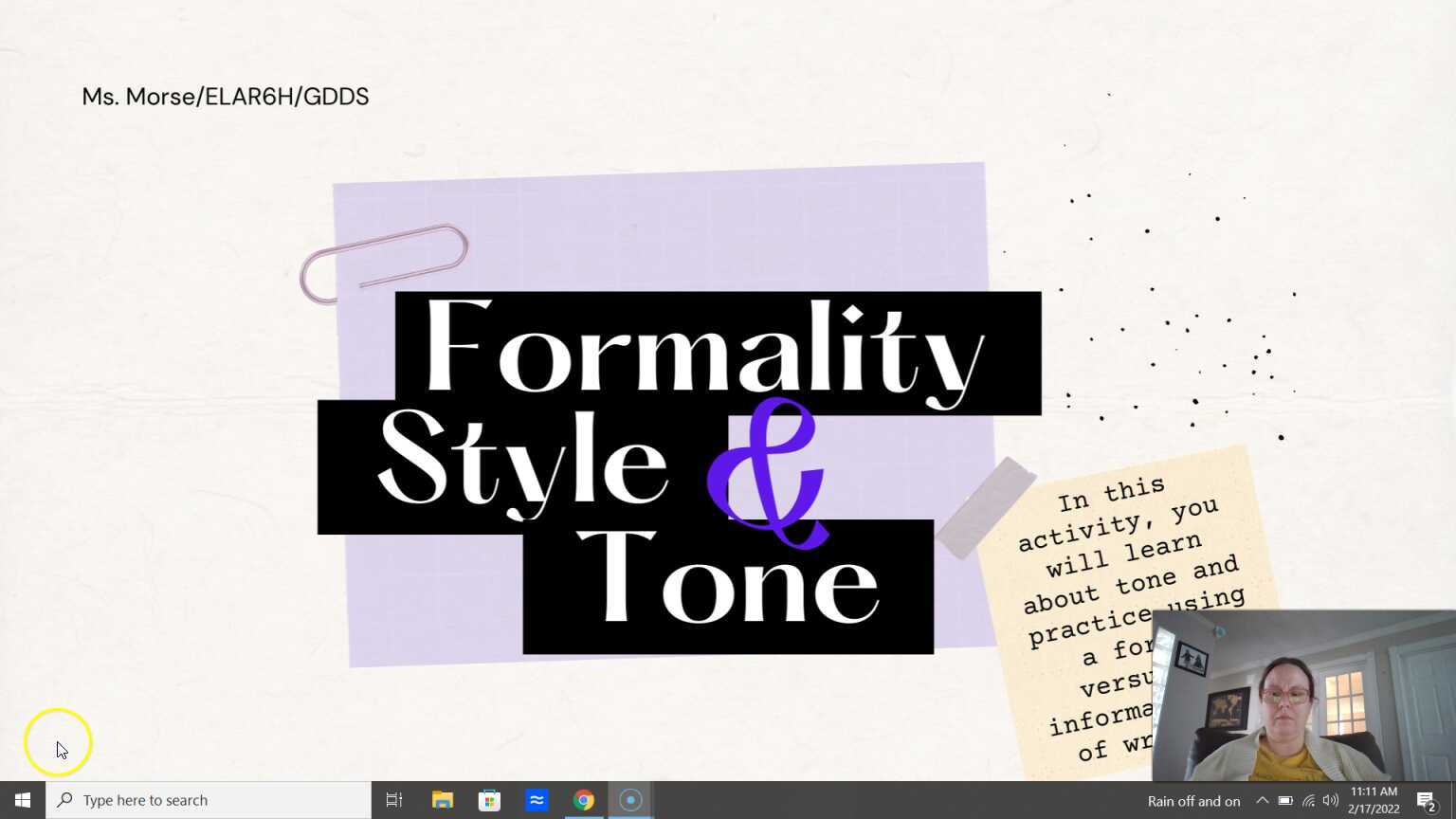 Formality, Style and Tone