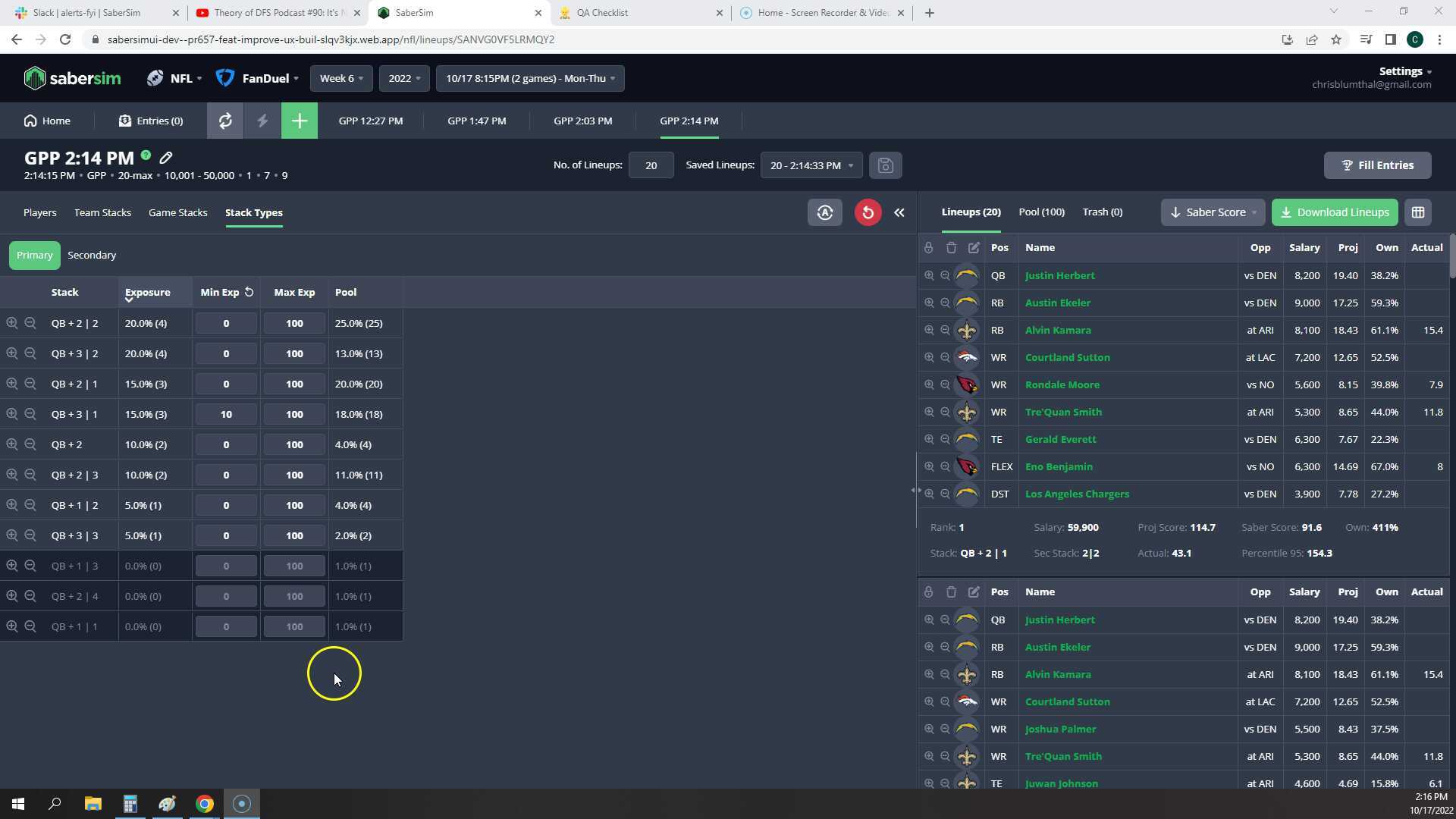 Oct 17 QA improve user experience stack type exposures