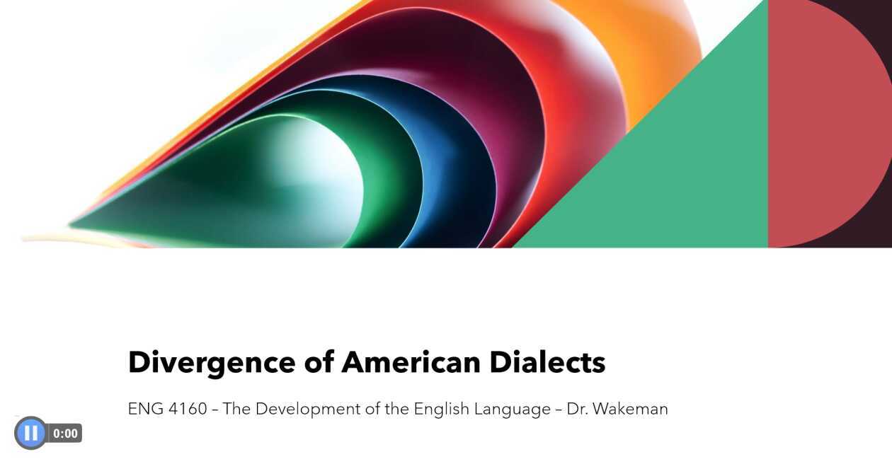 Lecture 17, Part 1: American Dialects