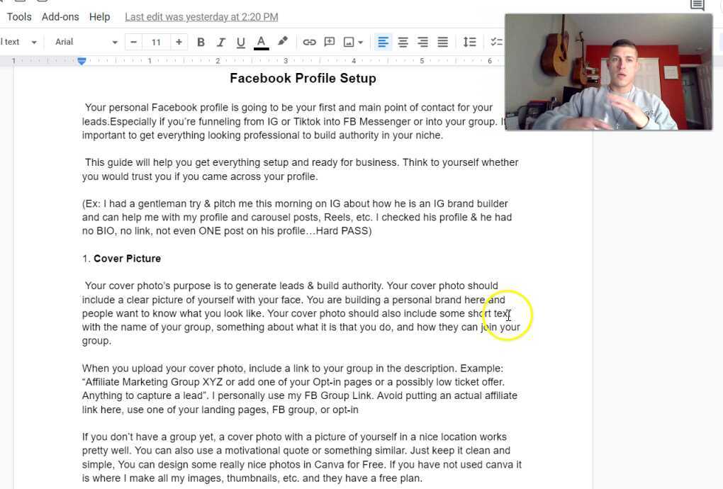 Facebook Profile Setup