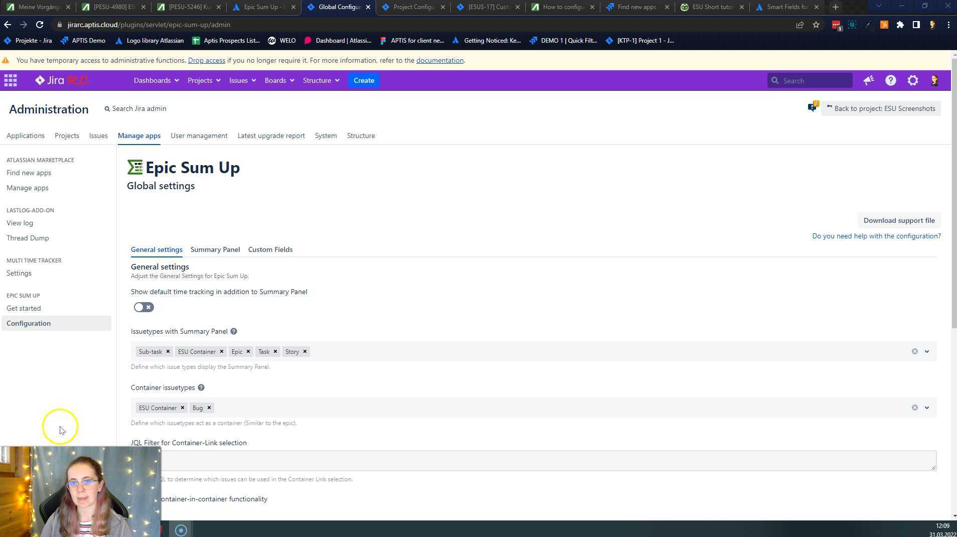 Summary Panel config