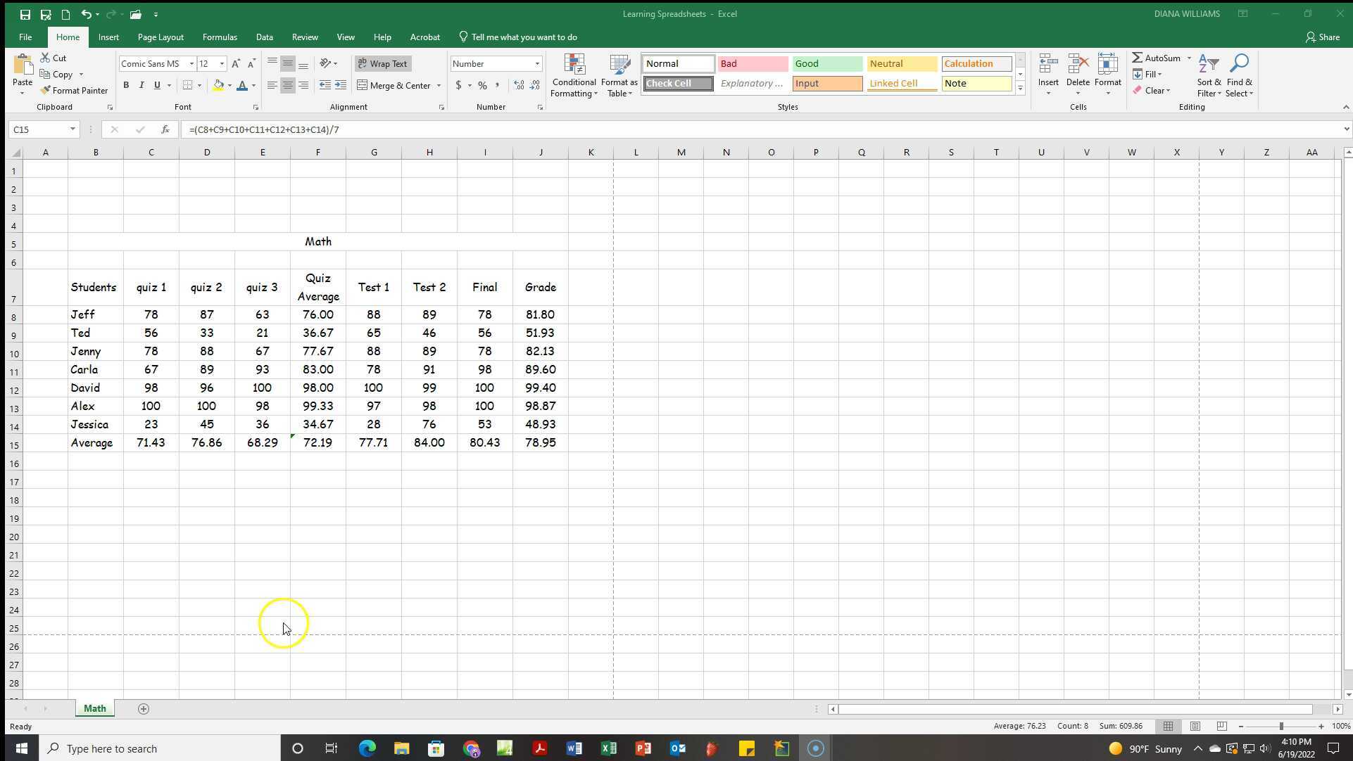 Step 3 of Excel instruction