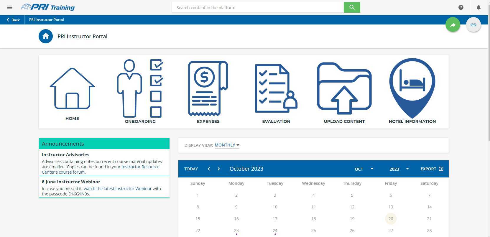 Welcome to the PRI Instructor Portal