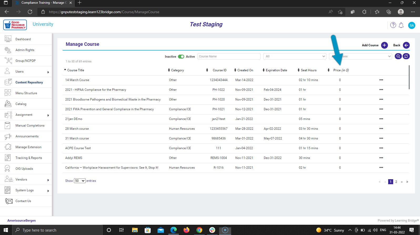 Snip - Compliance Training - Manage Course - Profile 1 - Microsoft Edge (2)