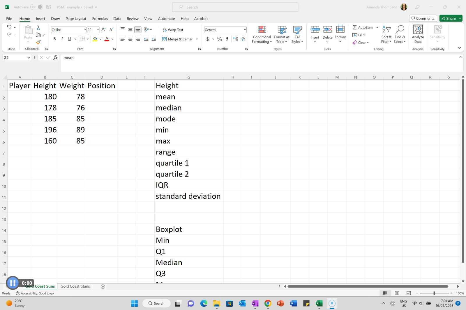 Excel for PSMT