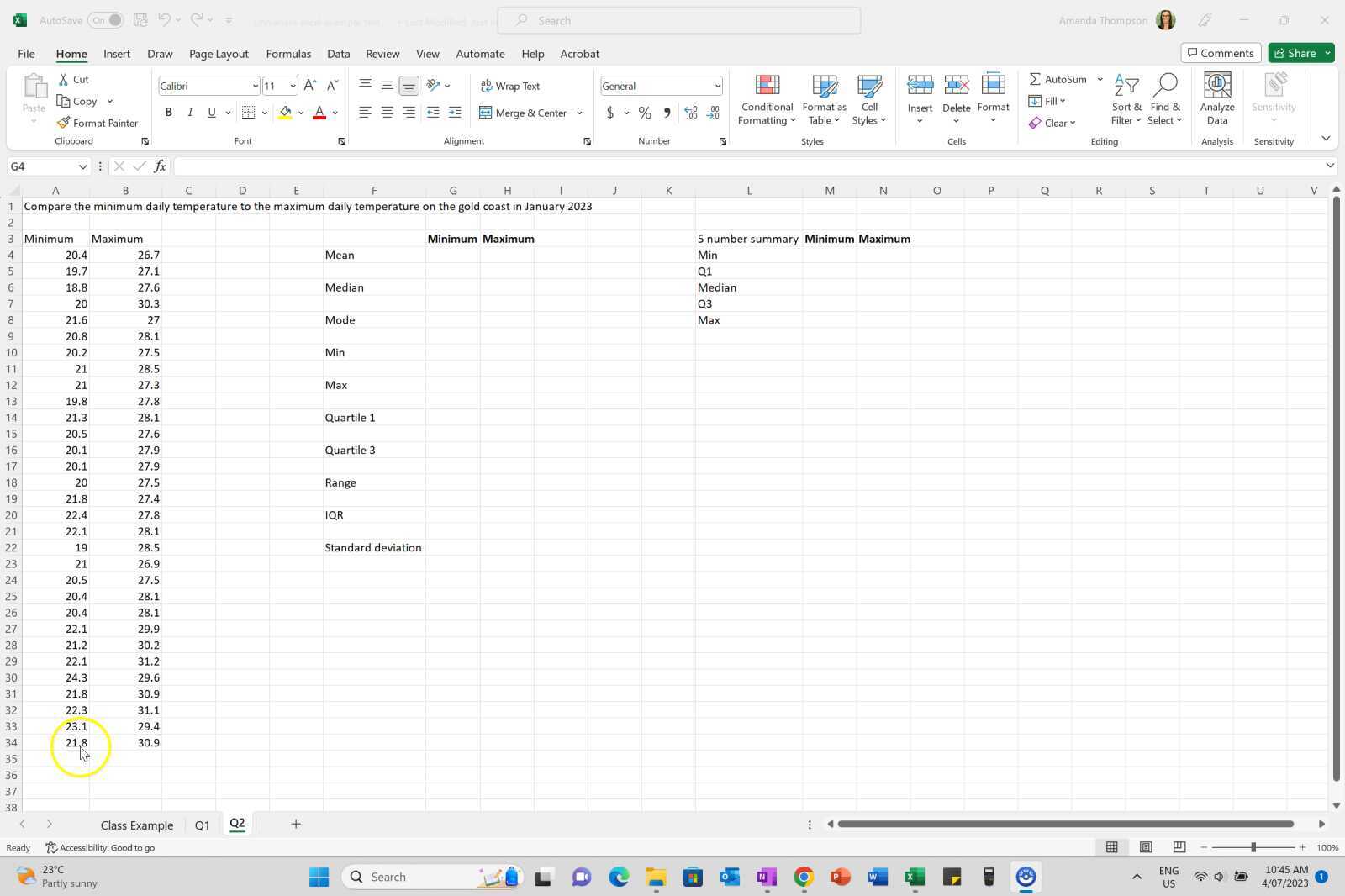 Excel for univariate statistics