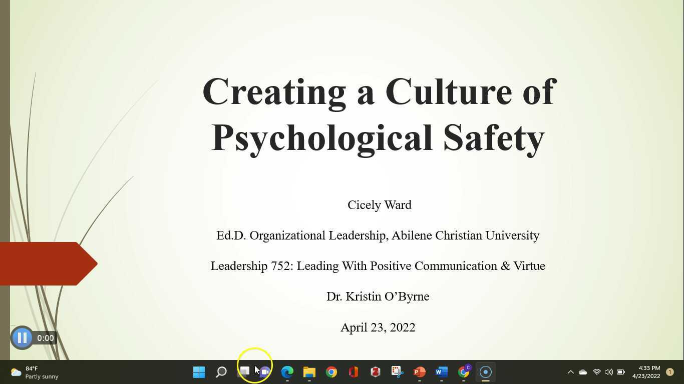 Creating a Culture of Psychological Safety