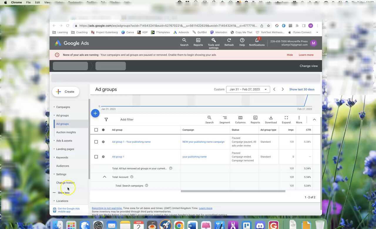 Creating a dummy Google Ad to access more detailed keyword metrics