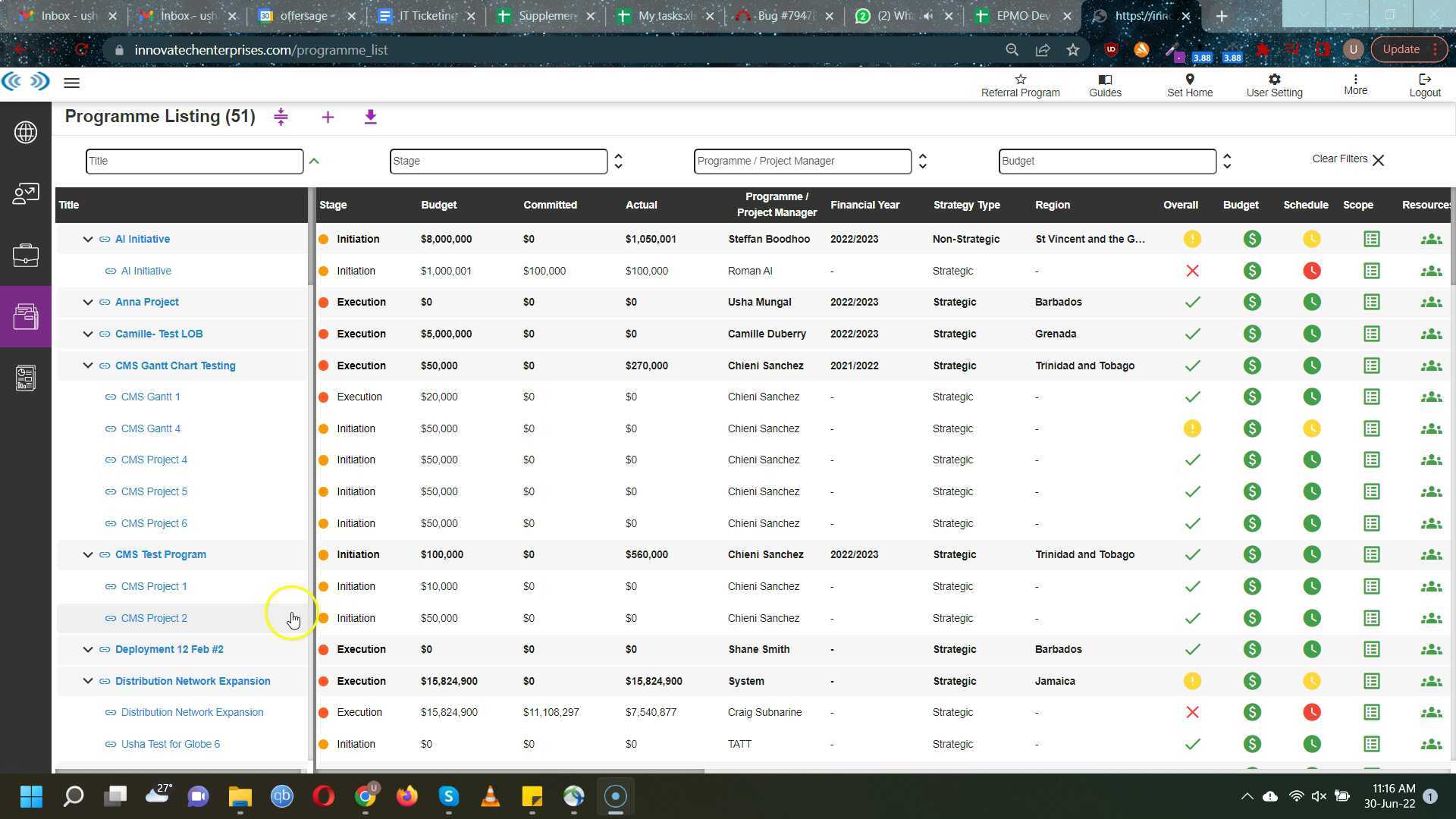 issue with programme listing
