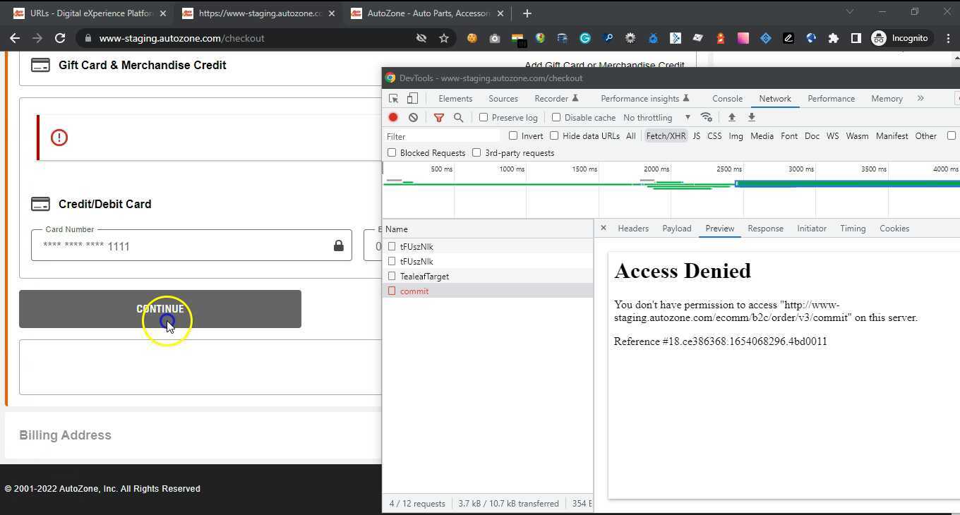 Unable to place order.