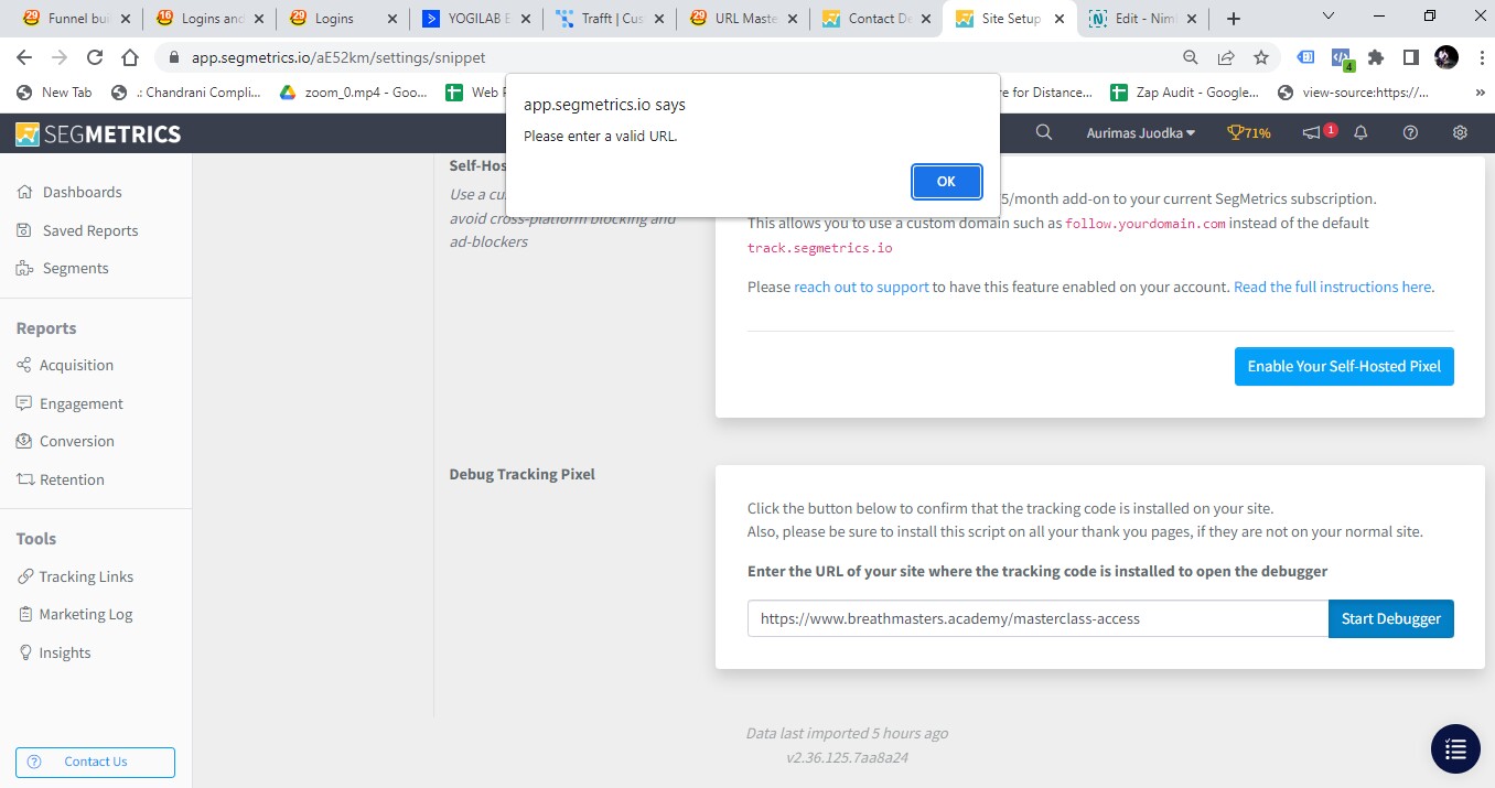 Snip - Site Setup - SegMetrics - Actionable Analytics for Marketers ...