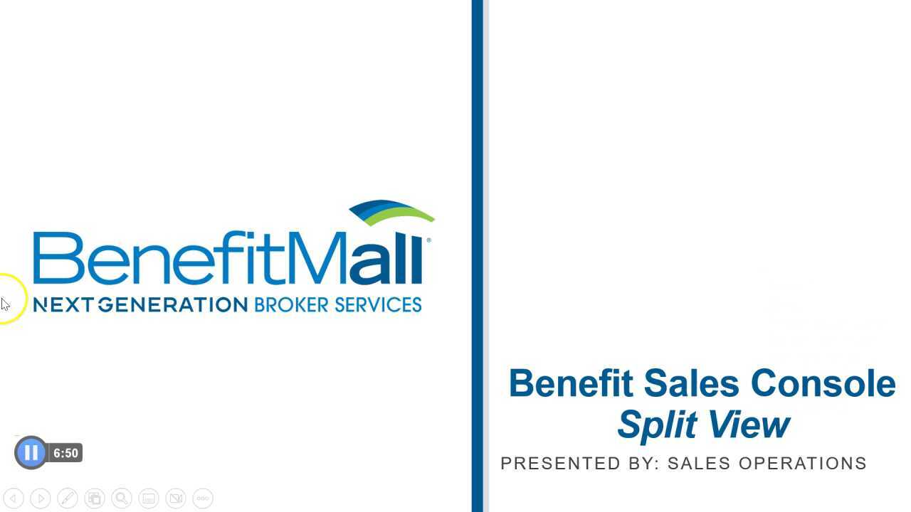 Benefit Sales Console - Split View