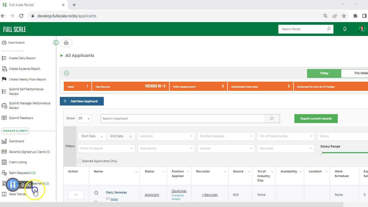 Applicant Lisiting: Adding/Updating
