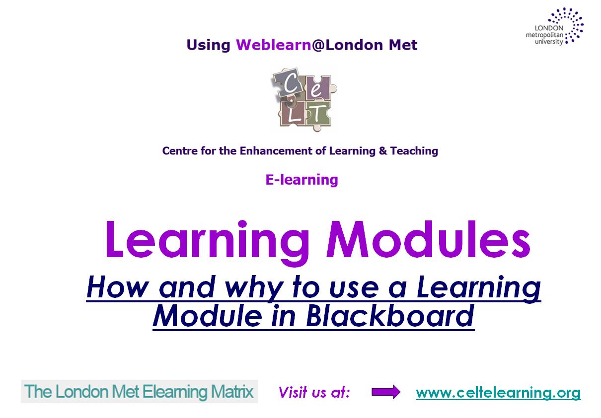 Learning Modules in Blackboard