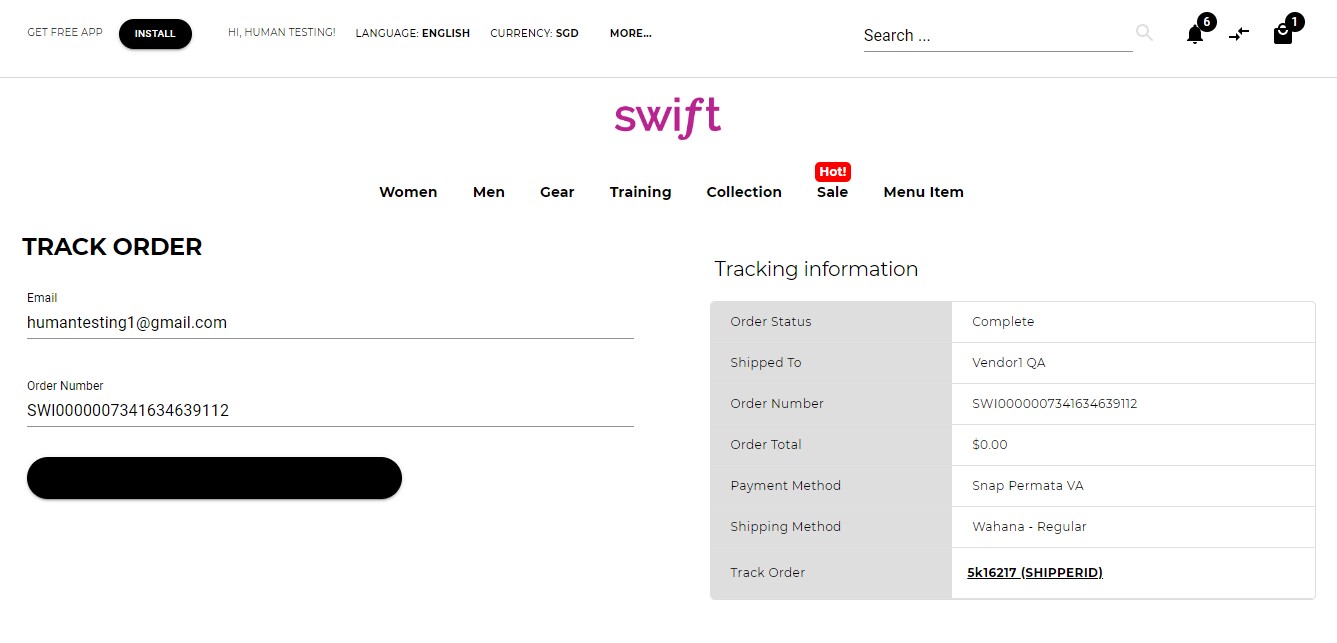 Snip - Track order - Google Chrome