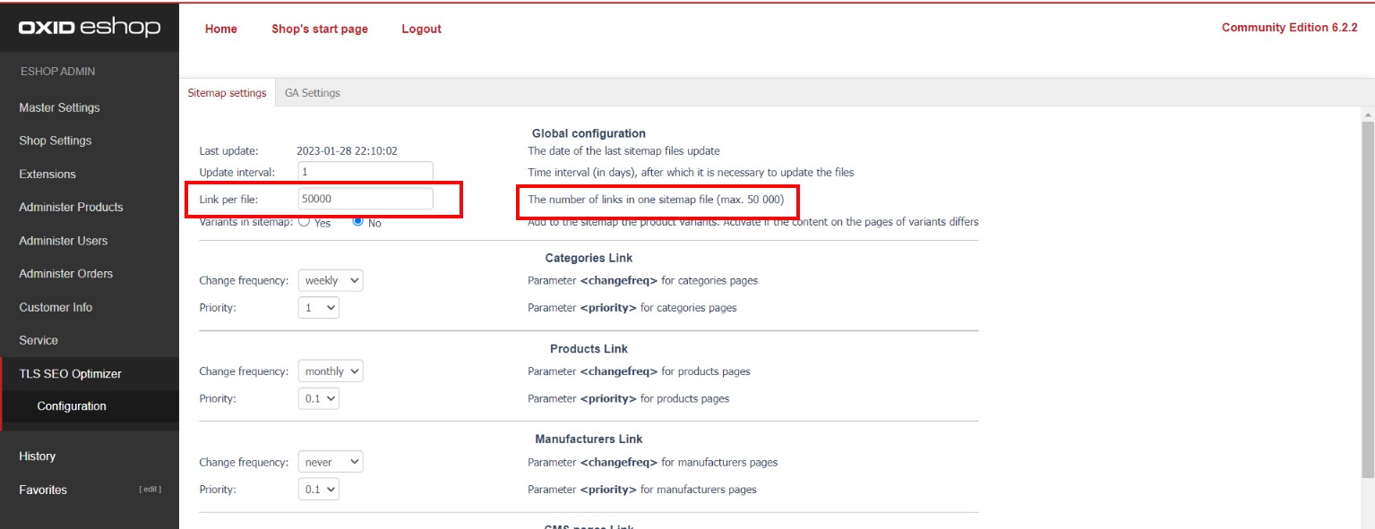 Snip - [OXID eShop 6] - TLS SEO Optimizer - Sitemap settings - Google Chrome (3)