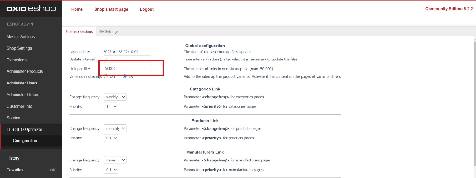 Snip - [OXID eShop 6] - TLS SEO Optimizer - Sitemap settings - Google Chrome (6)