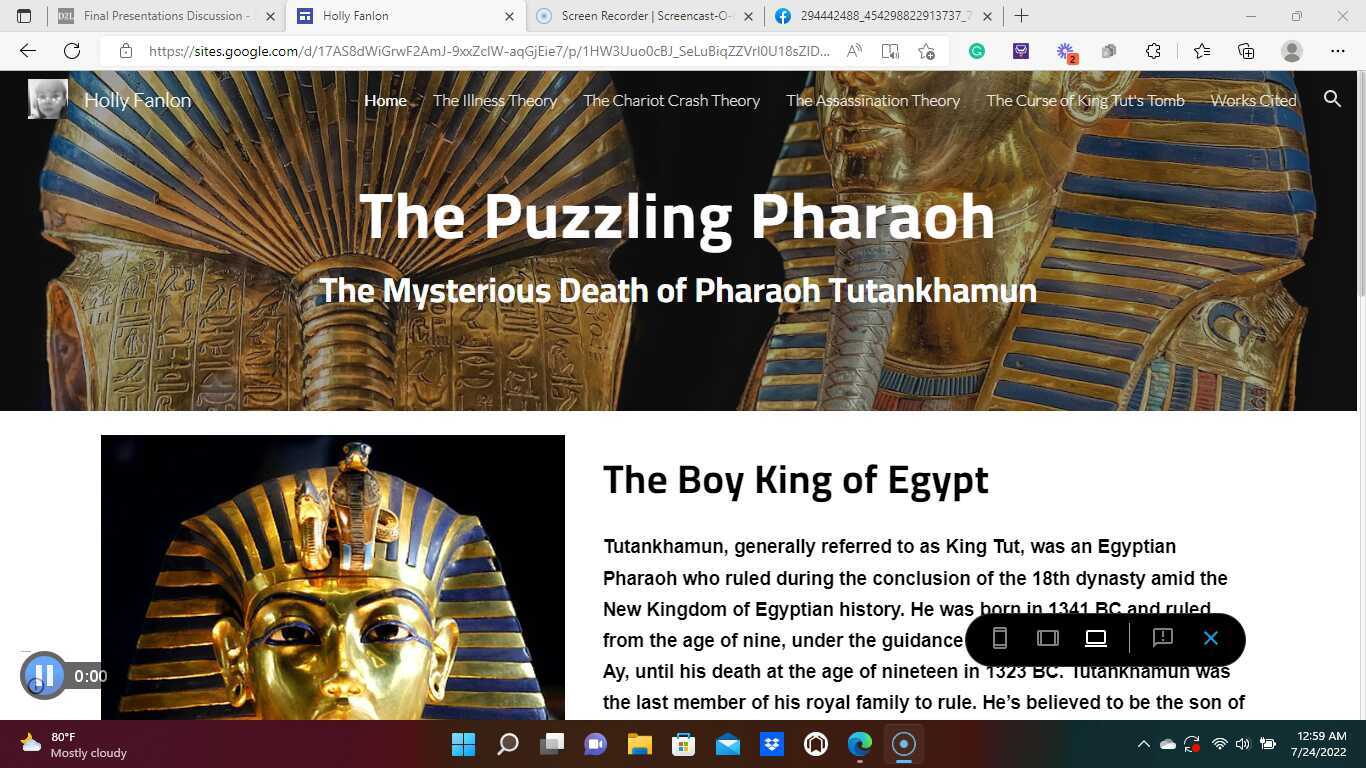 King Tut Website Presentation and Artifact