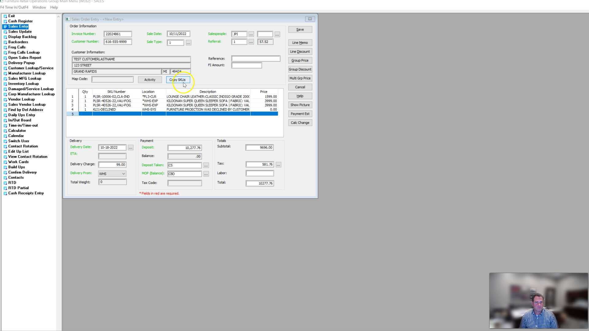 F.R.O.G. POS Training > Sales Order Entry > Side Buttons