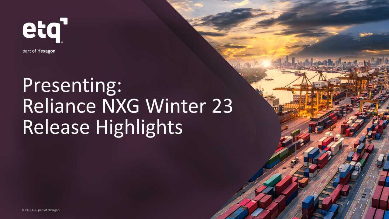 ETQ Reliance NXG Winter 23 Localization Training